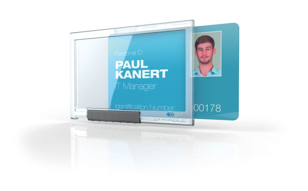 Durable PUSHBOX Security Pass ID Card Holders with Lanyards | 10 Pack