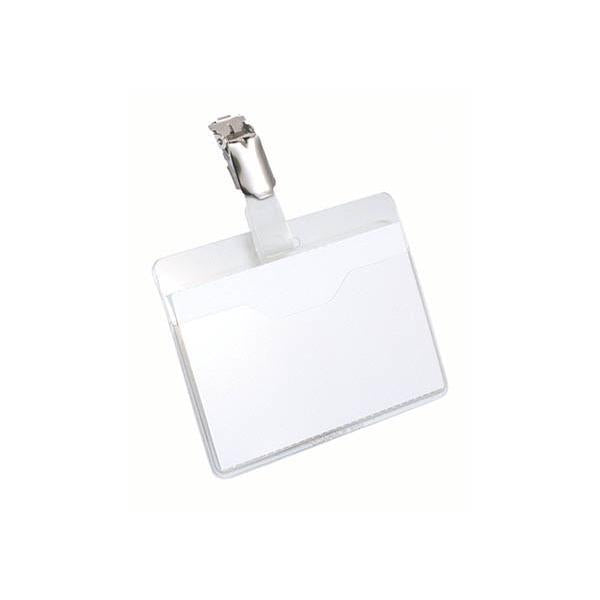 Durable Clip Name Tag ID Badge Card Holders + Inserts | 50 Pack | 60 x