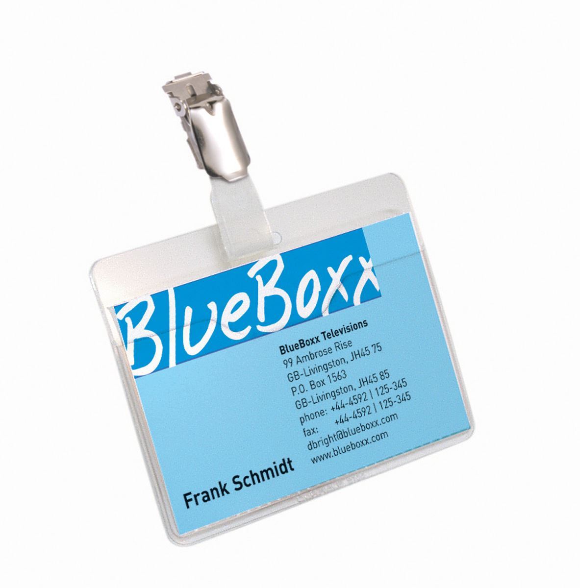 Durable Clip Name Tag ID Badge Card Holders + Inserts | 25 Pack | 54 x