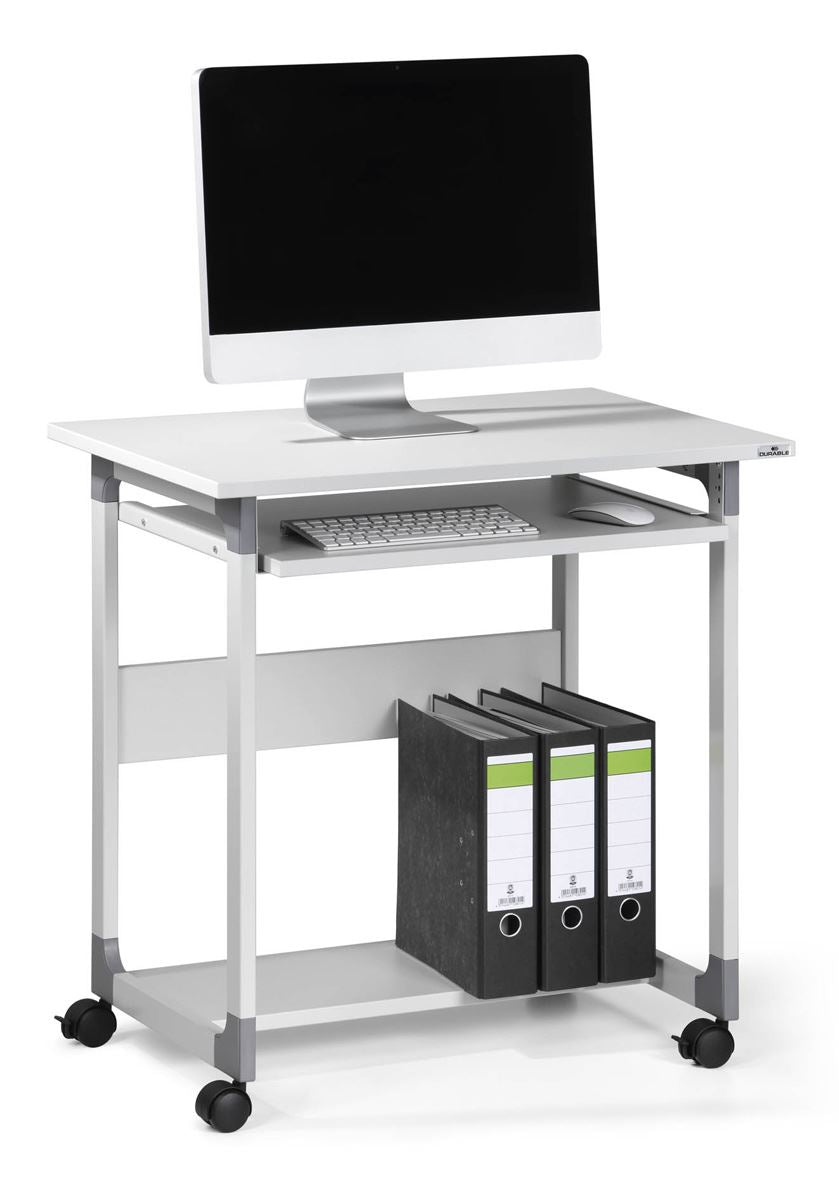 Durable Adjustable Mobile PC Computer Desk Workstation Trolley on Whee