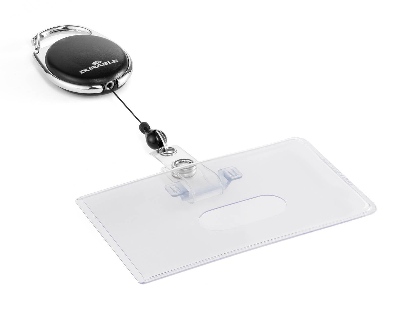 Durable STYLE Security Pass ID Card Holder with Carabiner Badge Reel